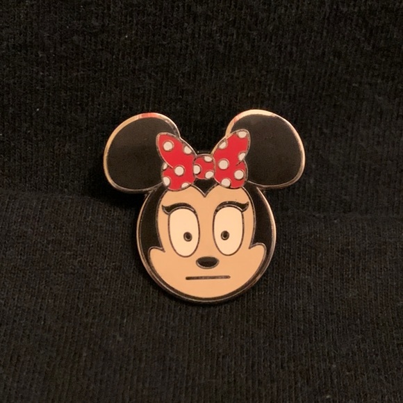 Disney | Accessories | Minnie Mouse Emoji Pin Distressed Shock | Poshmark